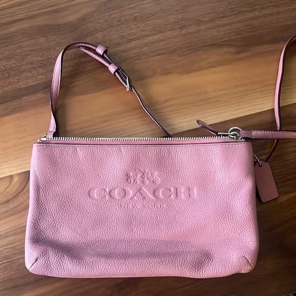 Coach | Bags | Rare Coach Embossed Pink Double Zipper Purse | Poshmark